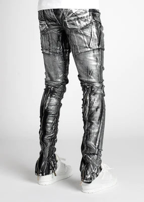 Guapi Silver Metallic Stacked Denim – SoleSeekers